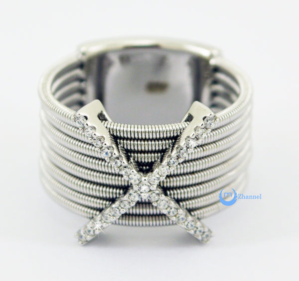 Contemporary Modern Spiral Silver X Ring Silver – Zhannel