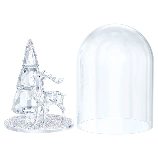 Swarovski Christmas Figurine Bell Jar - Pine Tree & Stag -5403173 – Zhannel