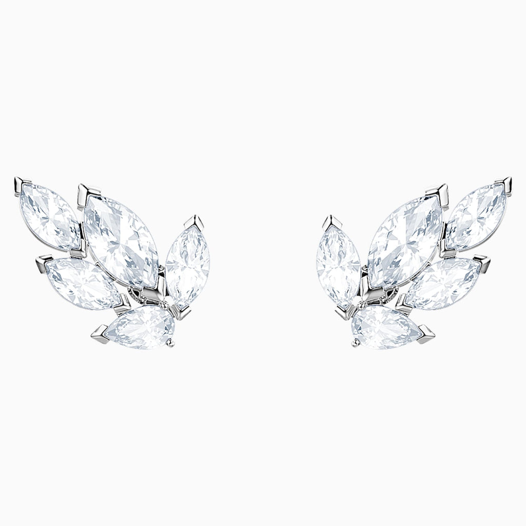 Swarovski LOUISON STUD PIERCED EARRINGS, White, Rhodium -5446025 – Zhannel