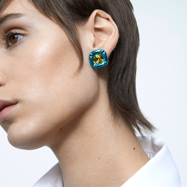 Swarovski Dulcis Stud Earrings Cushion cut, Blue -5601588 – Zhannel